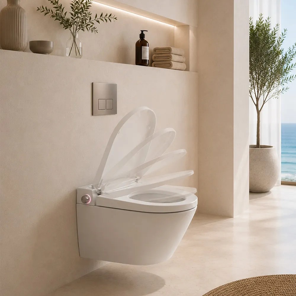 Mereo, Mereo WC s integrovaným elektronickým bidetem, RIMLESS, 592x380x430 cm, keramické, vč. sedátka, MER-VSD110S2