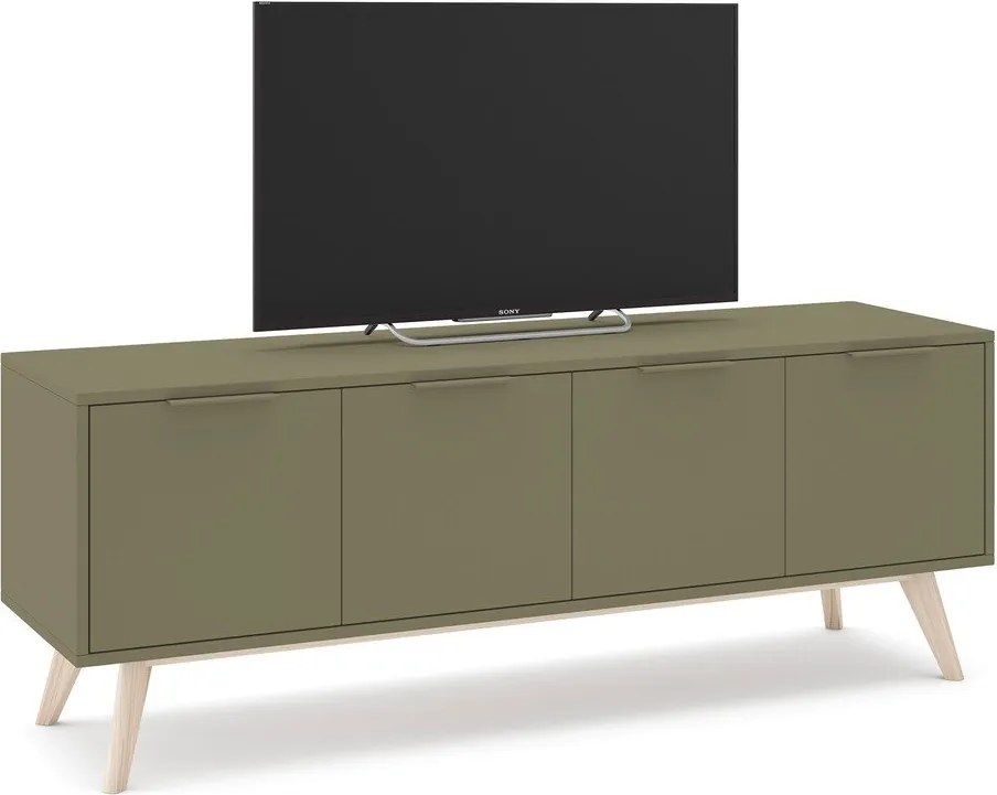 Zelený matný TV stolek 140x53x40 cm Campus – Marckeric