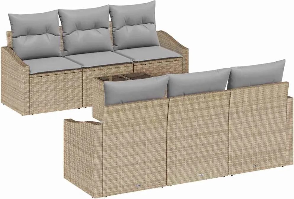 Set pohovek 7 ks Béžová a Světle šedá polyratan 3346610