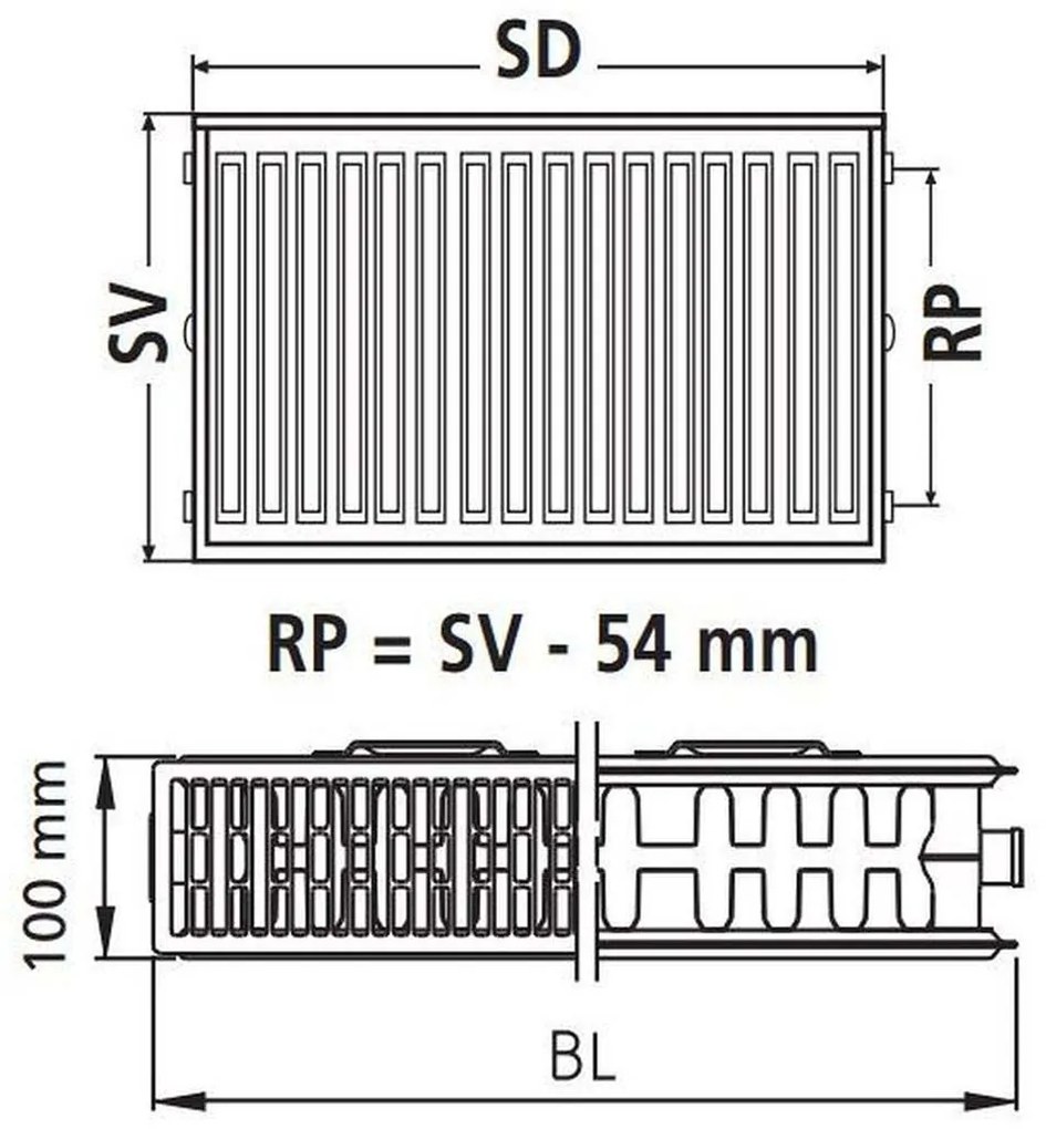 Kermi Therm Profil-Kompakt deskový radiátor 22 200 / 1100 FK0220201101NXK