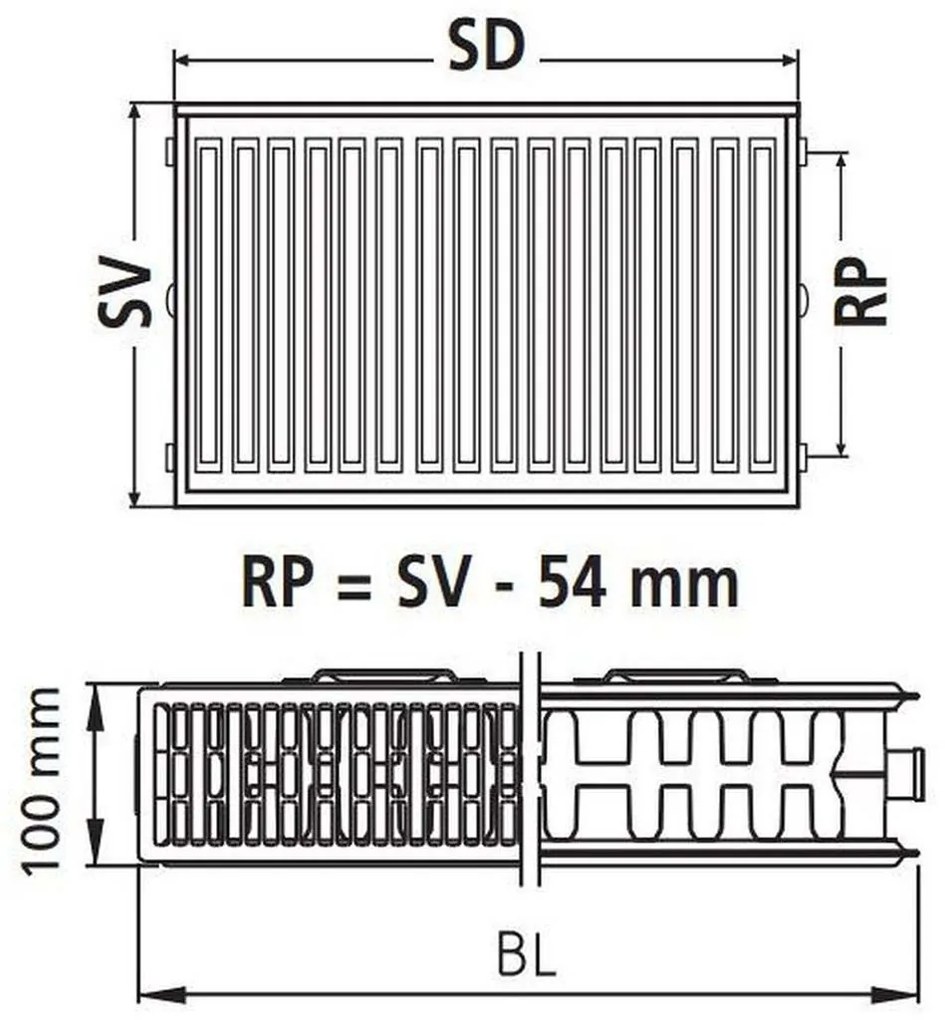 Kermi Therm Profil-Kompakt deskový radiátor 22 200 / 2000 FK0220202001NXK