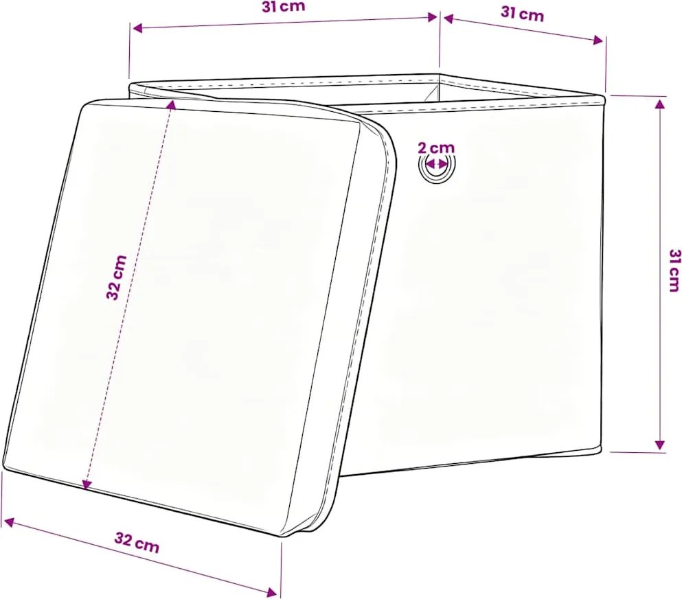 Úložné boxy s víky 4 ks bledě modré 32 x 32 x 32 cm textil 288374