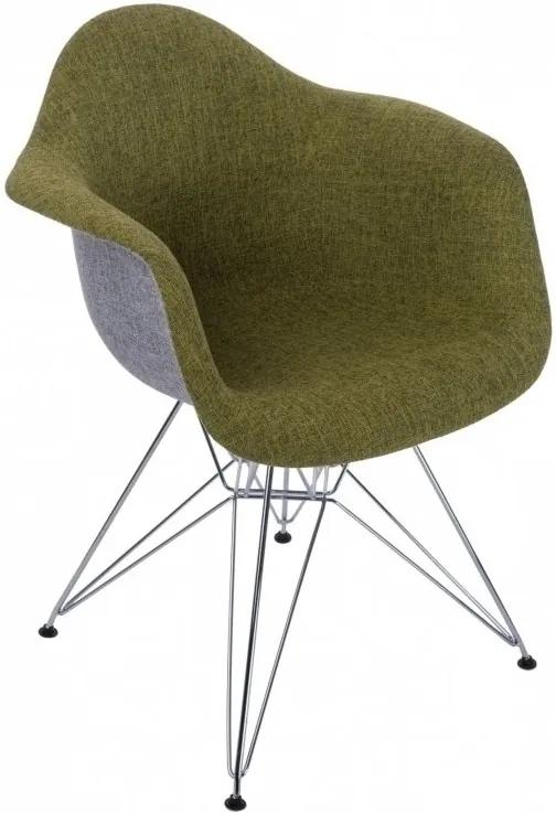 Designová židle DAR čalouněná, zelená/šedá