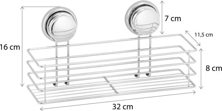 Erga Gavi, kúpeľňový košík 32x11,5x8 cm na prísavky, chrómová, ERG-YKA-CH.GAVI-KPL