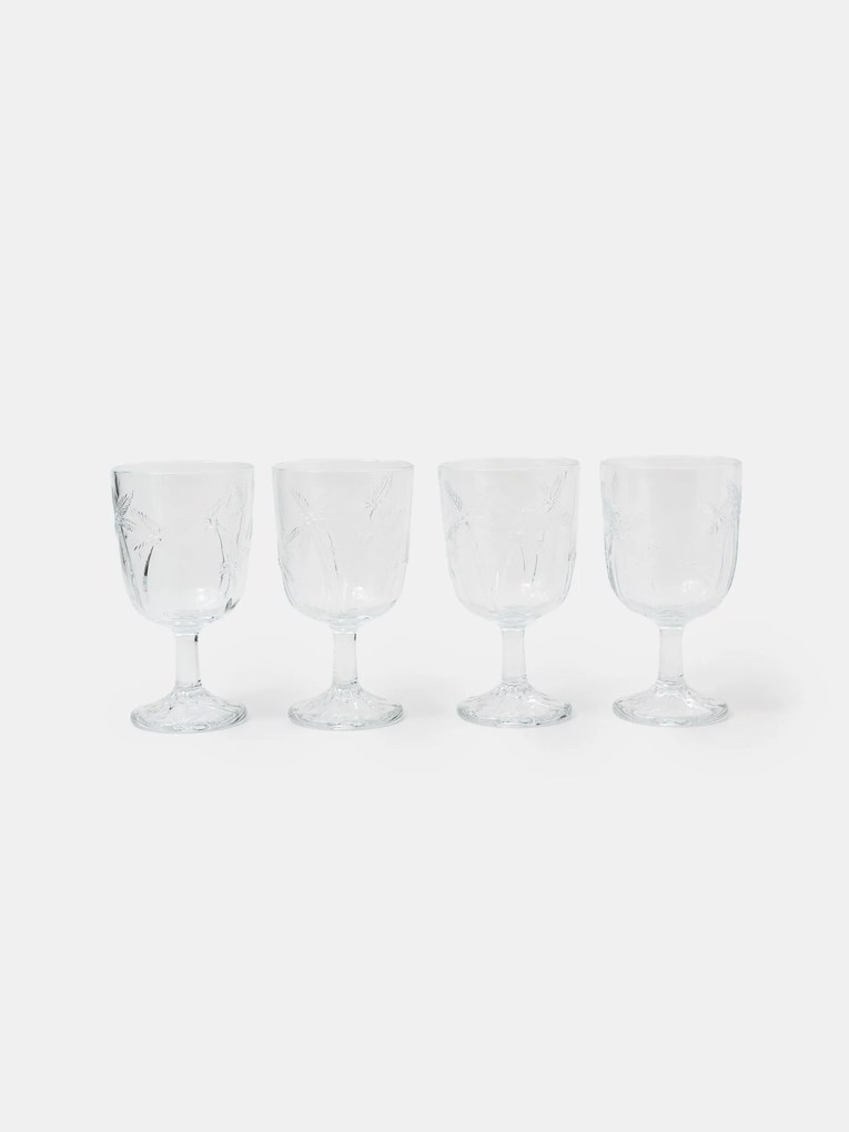 Sinsay - Sada sklenic na víno s reliéfním vzorem palem 4 pack - clear