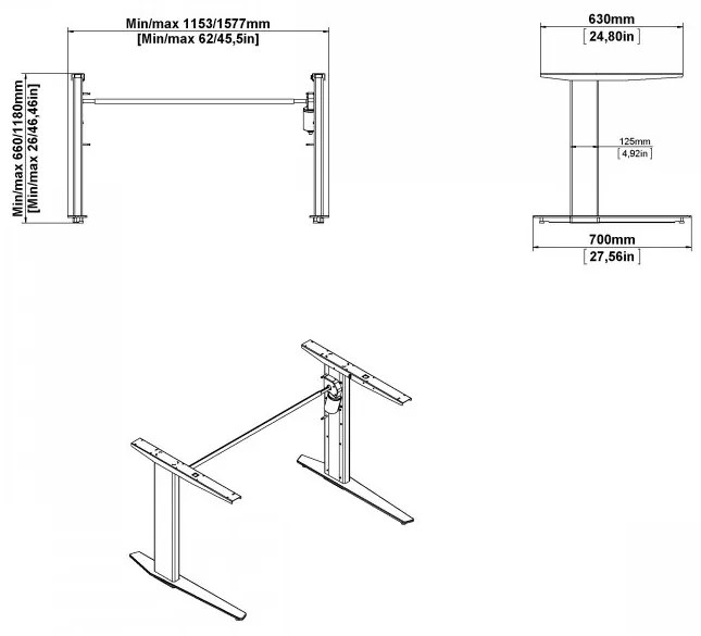 Tvilum Výškově nastavitelný psací stůl Office 80400/318 bílá/silver grey