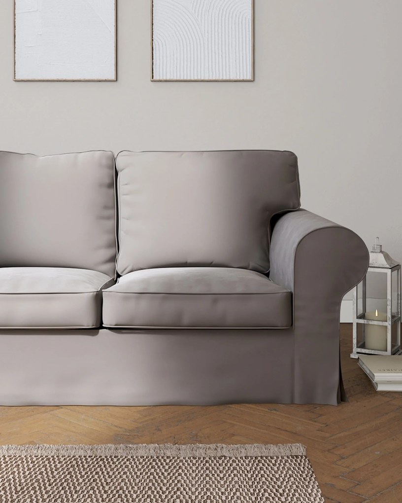 Potah na pohovku IKEA  Ektorp 3-místná, rozkládací STARÝ MODEL PIXBO barva šedá látka lesklé, sametová