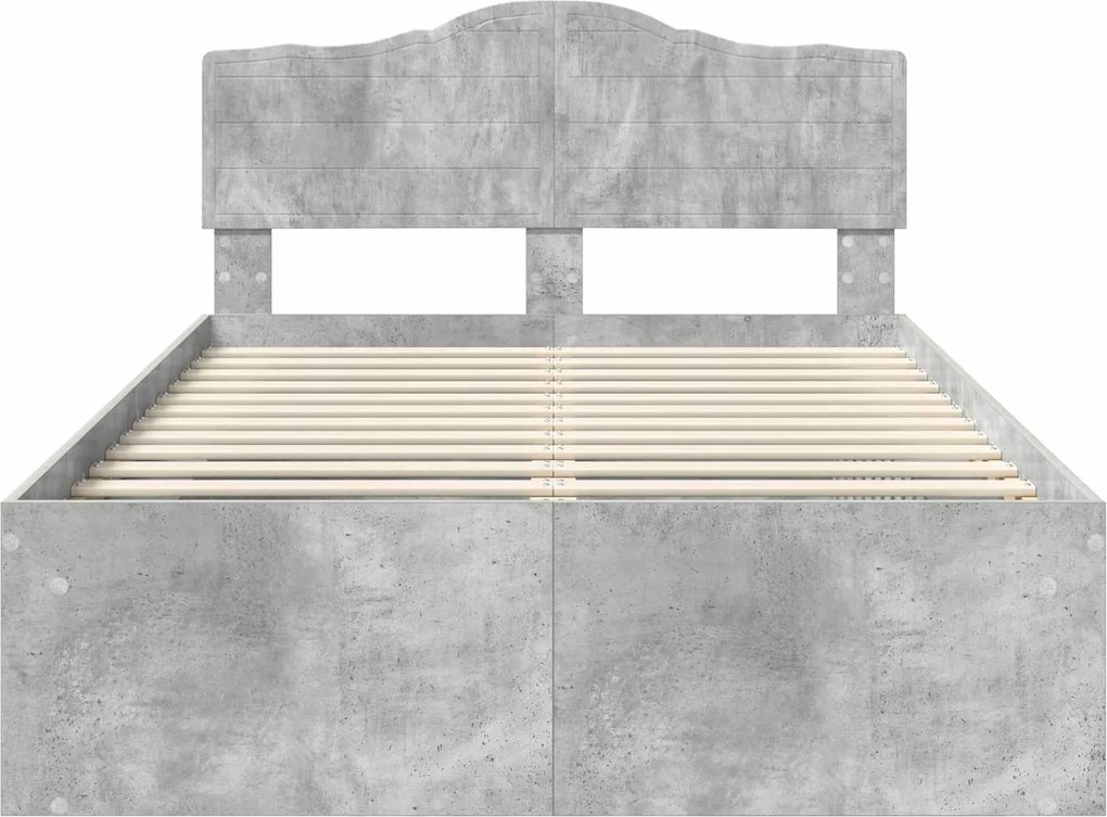 Rám postele s čelo Beton 120 x 190 cm Masivní borové dřevo 3412928