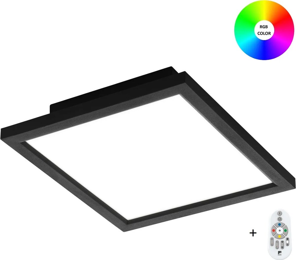 Eglo 99415 SALOBRENA-C - Stropní černé LED RGB svítidlo - CONNECT ovládání ovladačem, nebo z mobilní aplikace, 30 x 30cm, včetně DO