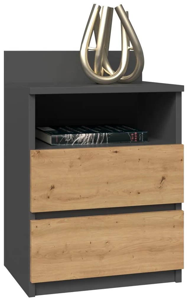 Noční stolek Houseland Malwa 01 dub artisan/antracit