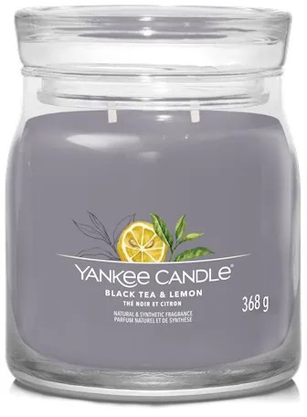 Yankee Candle vonná svíčka Signature ve skle střední Black Tea & Lemon 368g