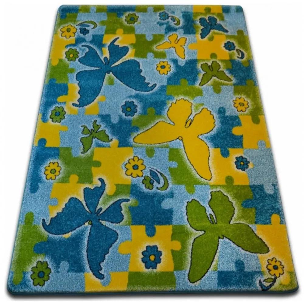Dětský kusový koberec Motýlci modrý 180x270cm