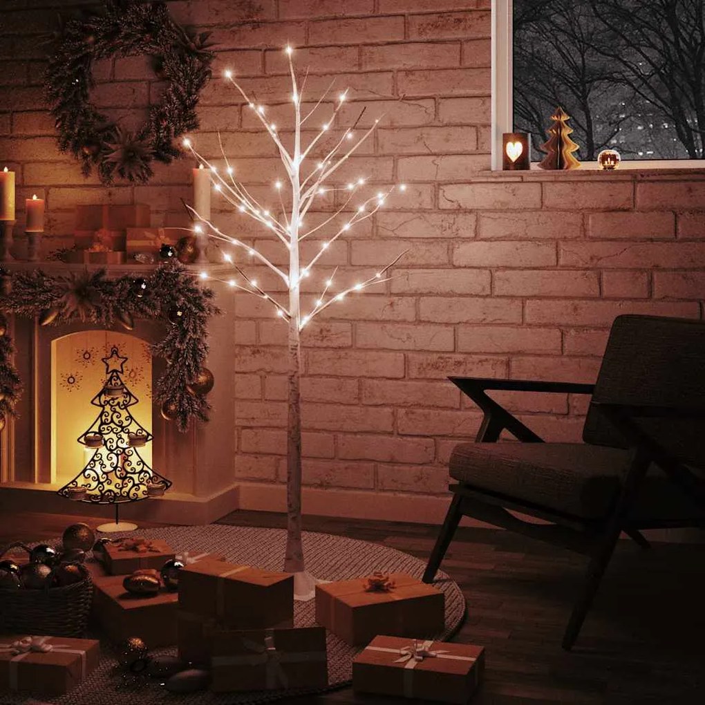 Bílá bříza 72 teplých bílých LED diod 150 cm