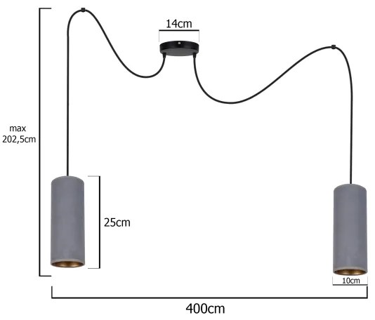 Lustr na lanku AVALO 2xE27/60W/230V pavouk šedá