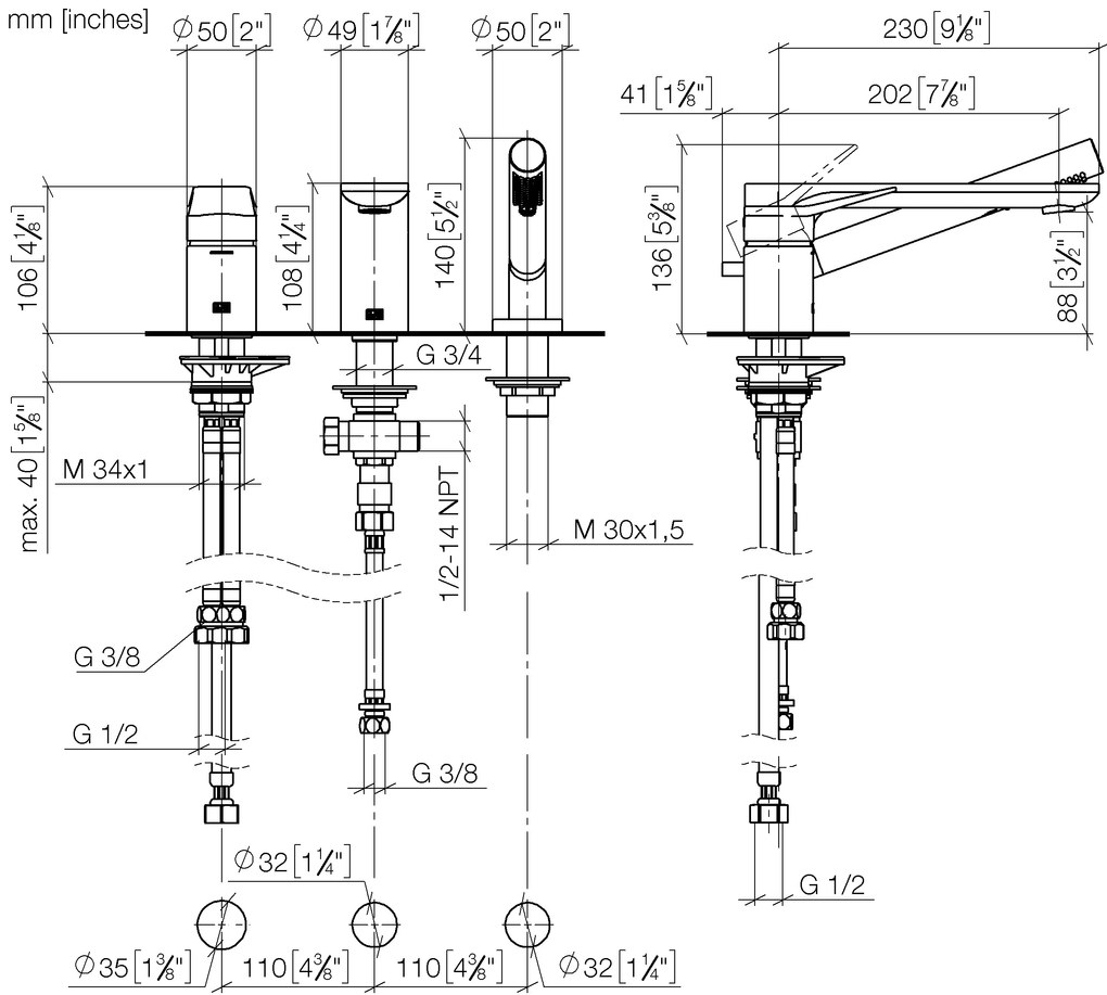 Dornbracht Lisse - Vanová baterie tříotvorová, chrom 27412845-00