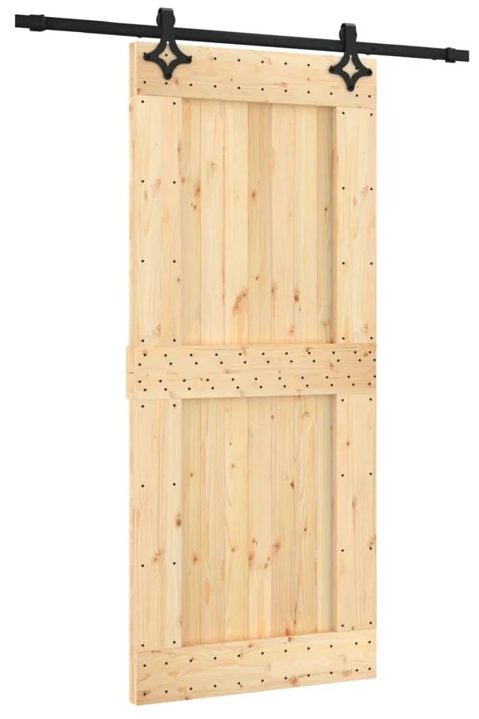 Posuvné dveře s kováním 90 x 210 cm masivní borové dřevo,  3203131