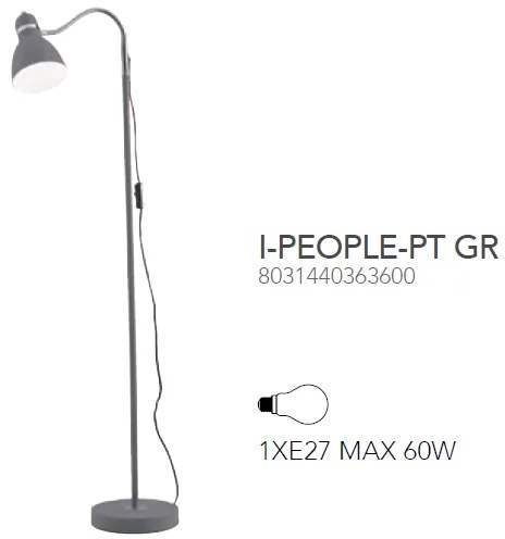 Šedá stojací lampa na čtení PEOPLE-PT GR