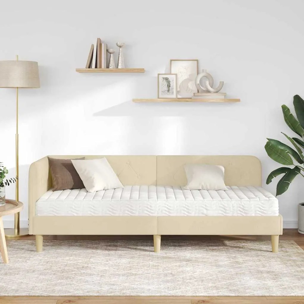 Rohový rám postele Krémová 80 x 200 cm textil 3394107