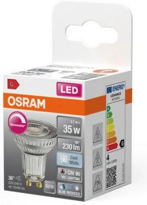LED žárovka GU10 PAR16 OSRAM 3,7W (35W) neutrální bílá (4000K) reflektor 36° stmívatelná