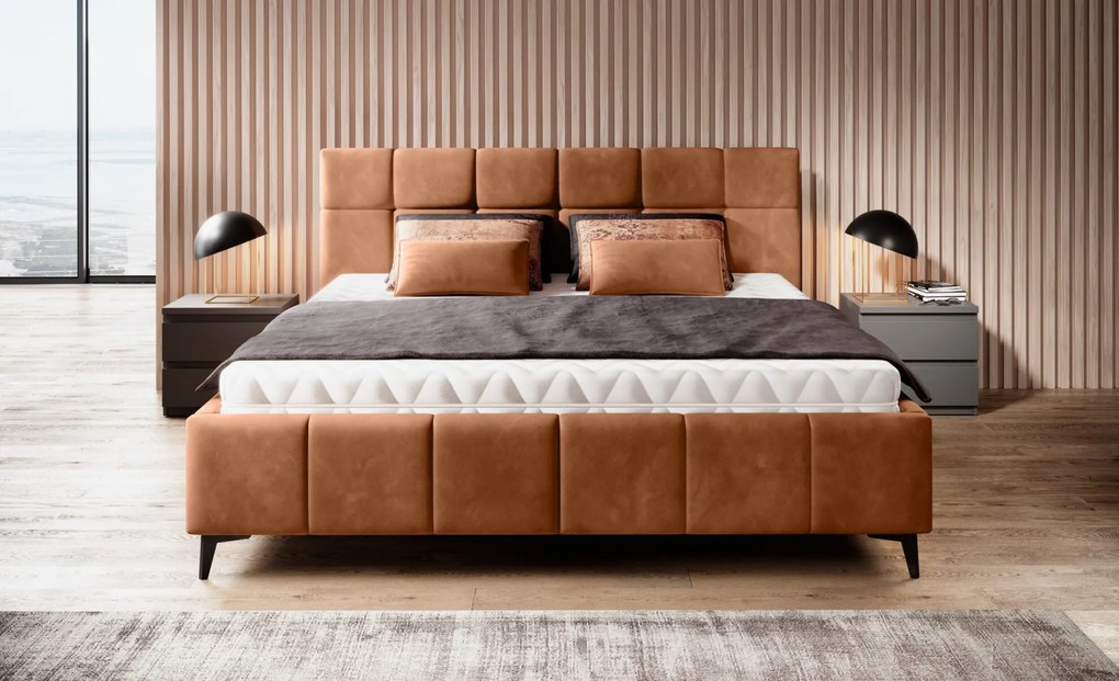 Luxusní postel Noemi 140x200+matrace Magic cool, hnědá Element