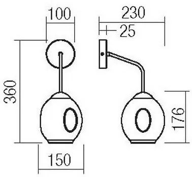 Redo 01-2618 - Nástěnná lampa PIERCE 1xE27/42W/230V černá/kouřová