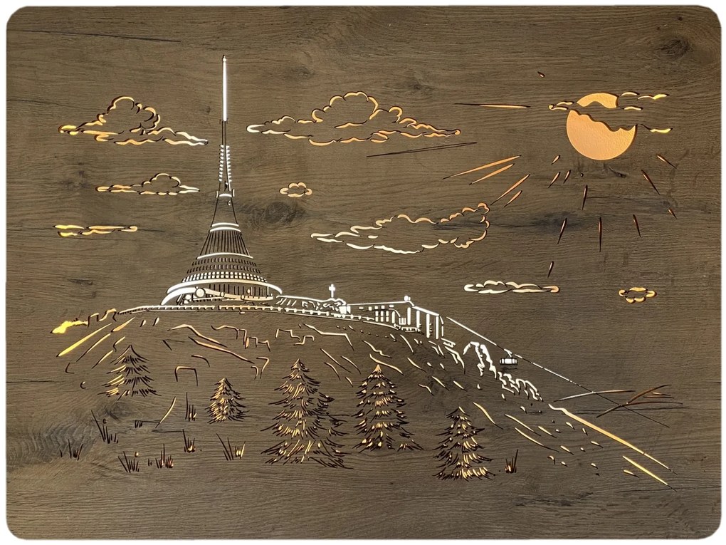 Li-Go "Ještěd" světelný obraz 230V 90x62cm provedení povrchu: bříza