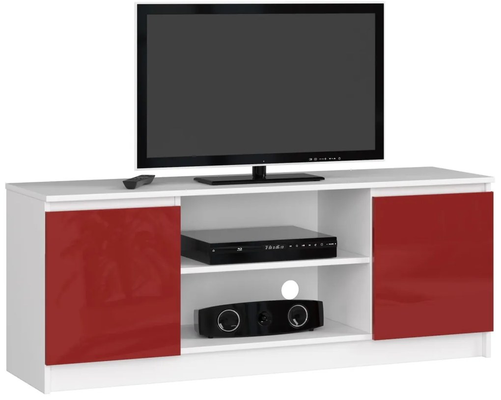 TV stolek Tonon 140 cm bílý/červený lesk