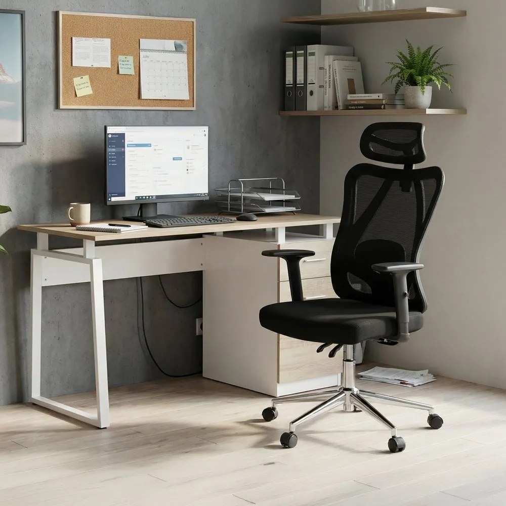 Kancelářská ergonomická židle LUMOS — síť / látka, černá