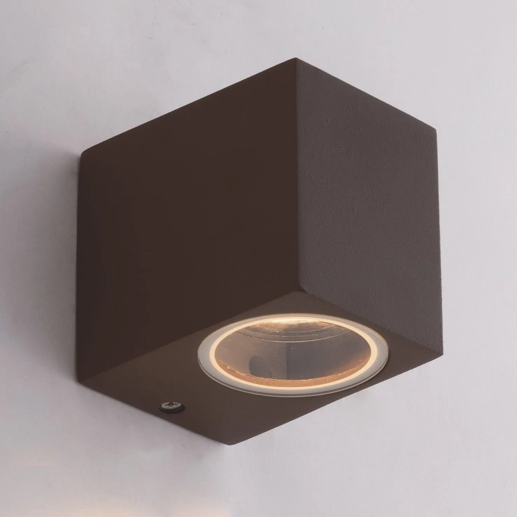 FAN I-QUBO-AP1 BRO Venkovní nástěnné svítidlo Qubo kortenové, 1xGU10, IP54, 9,3 x 8 x 6,7 cm - FANEUROPE