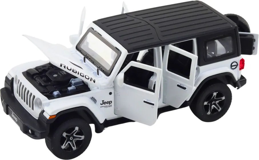 LEAN Toys Sada: terénní auto, karavan, kovové, pohon, světla, zvuky, bílá, 1:32