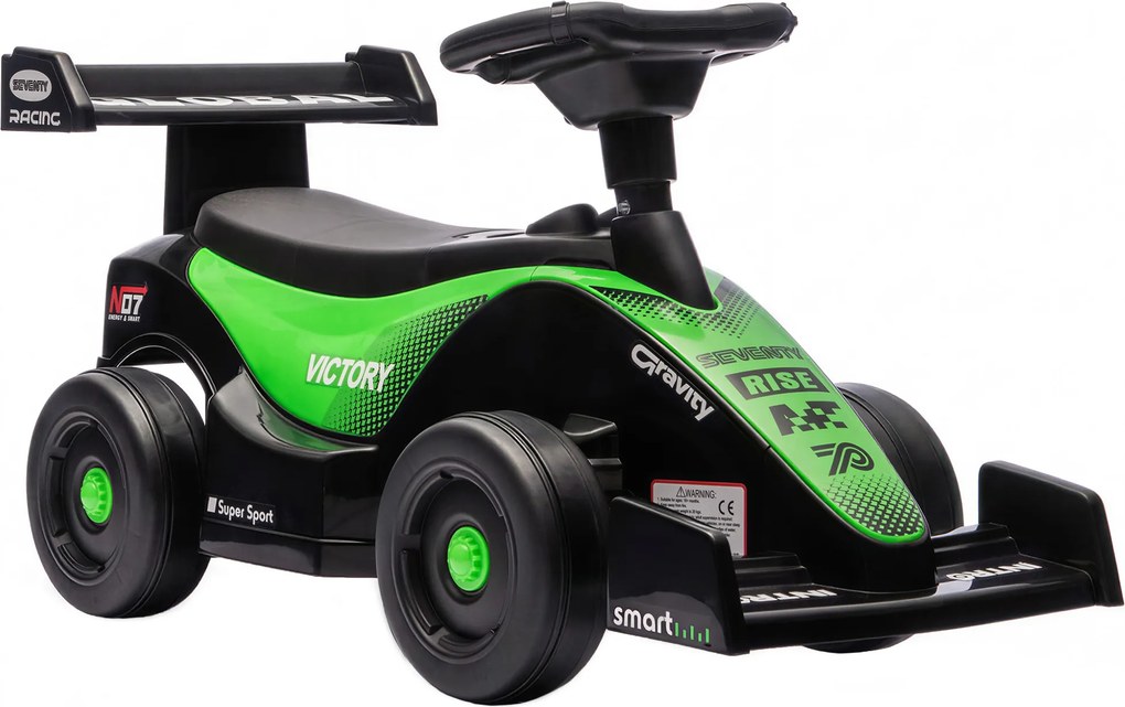 AIYAPLAY dětské odrážedlo F1, odrážedlo s hudebním volantem, tichými koly a úložným prostorem, 18-36 měsíců, zelené