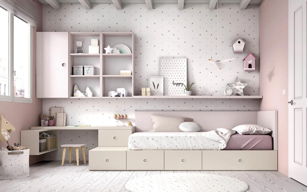 ROS1 30mood - Dětský pokoj s postelí, úložnými prostory a psacím stolem