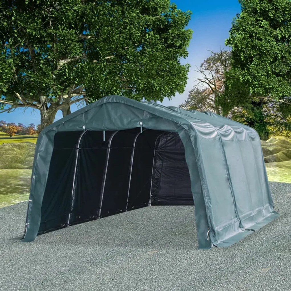 vidaXL Mobilní přístřešek pro zvířata PVC 550 g/m² 3,3x6,4m tm. zelený