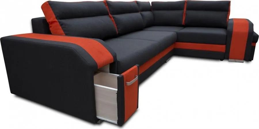 Falco Rohová sedací souprava Association, rozkládací s úložným prostorem, levá, černáInari 100/bílá Soft 17