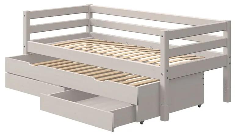 Šedá dětská postel z borovicového dřeva s přídavným výsuvným lůžkem a úložným prostorem Flexa Classic