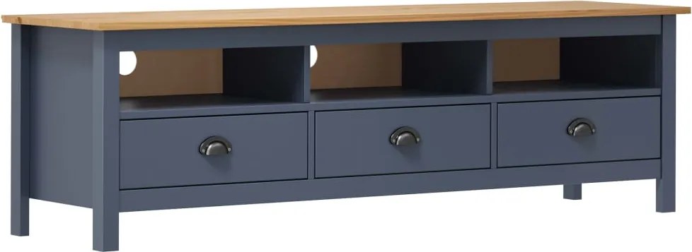 TV stolek Hill šedý 158 x 40 x 47 cm masivní borové dřevo 288929