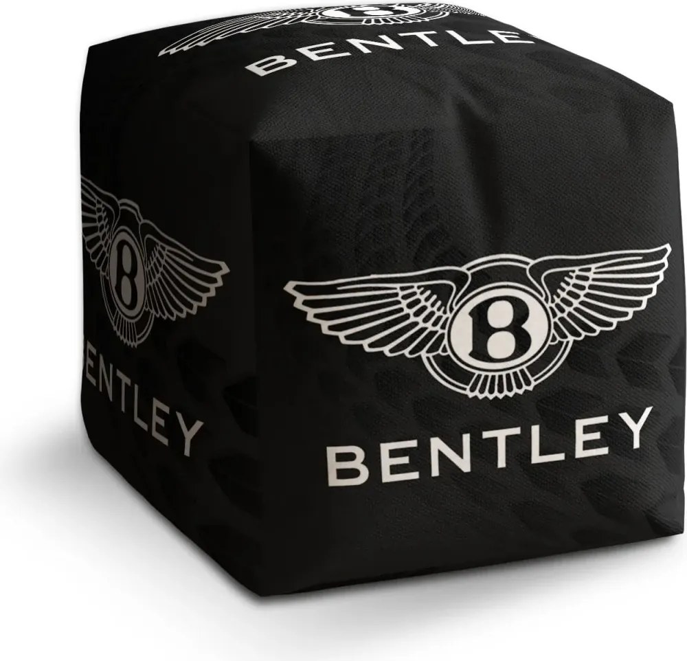 Sablio Taburet Cube Logo Bentley Černý - 50x50x50 cm