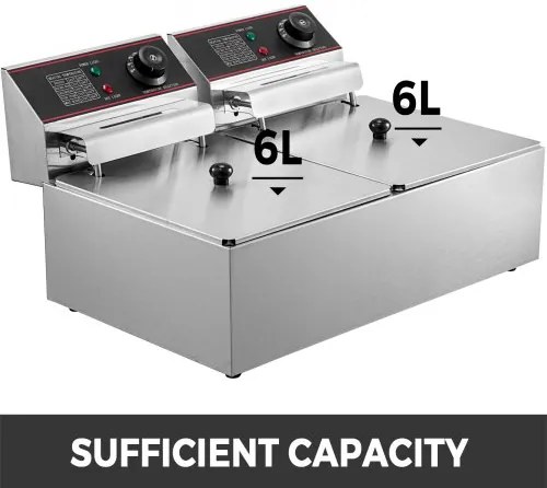 Elektrická fritéza 12 L 5000 W s dvojitým košem YB-82 se dvěma zásobníky na desku
