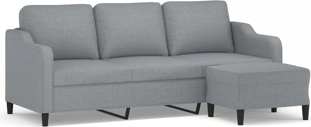 3místná pohovka s podnožkou světle šedá 180 cm textil 3201135