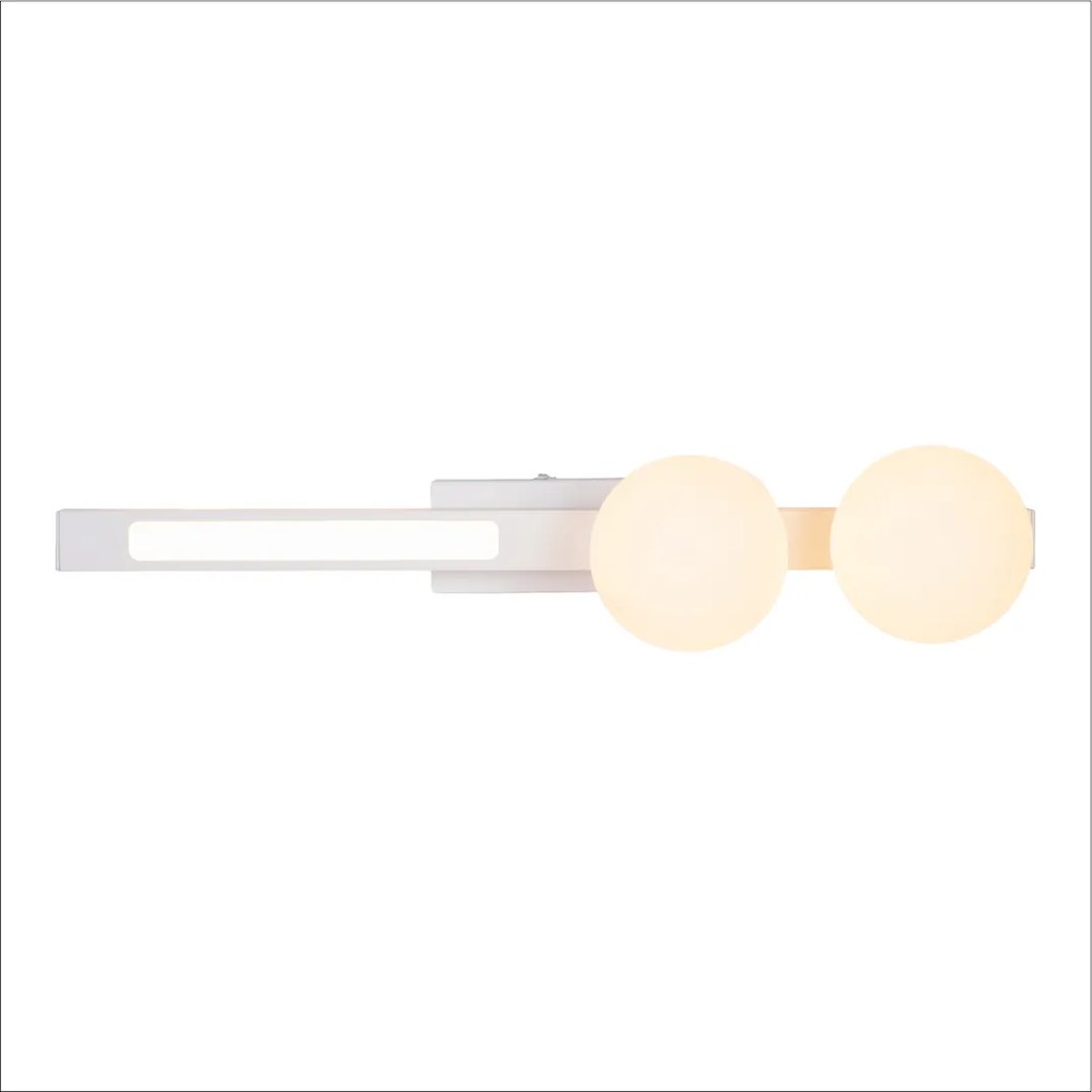 Nástěnné svítidlo Magnet2, 2x bílé skleněné stínítko + 1x LED 13W, w