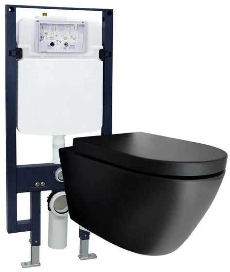 WC Set 42: Toaleta B-8030R černáPředstěnový instalační systém G3008 s panelem - Soft-close sedátko