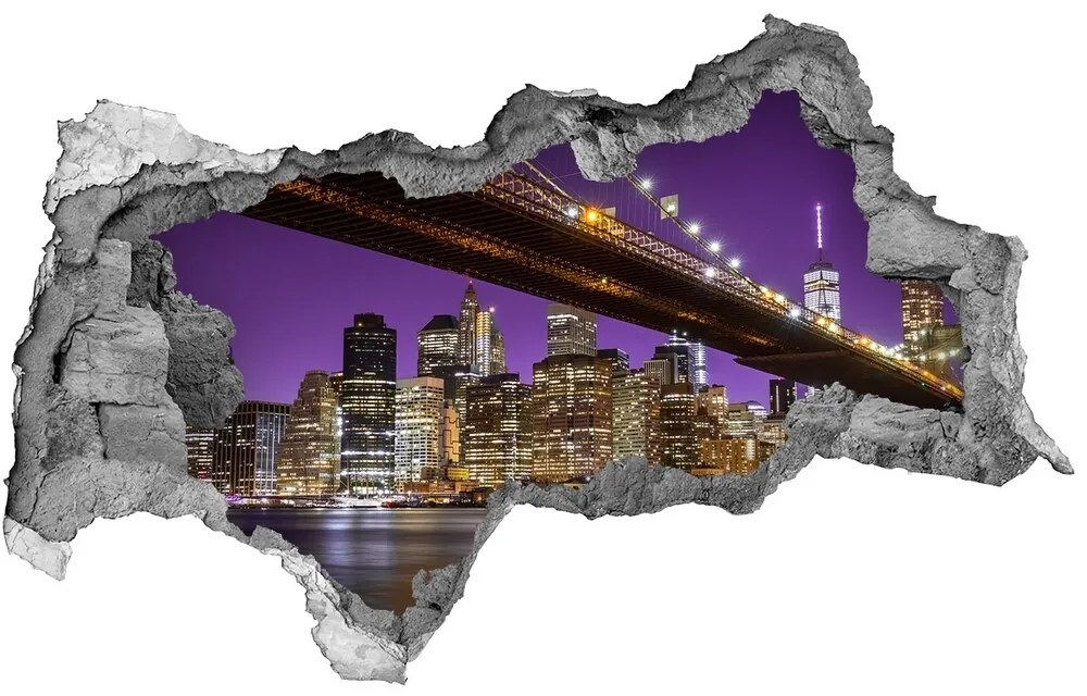 Wallmuralia Fototapeta díra na zeď 3D Manhattan noc 95x73 cm