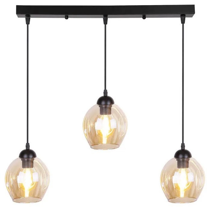 Černo-hnědý závěsný lustr Aspa pro žárovku 3x E27  - Candellux