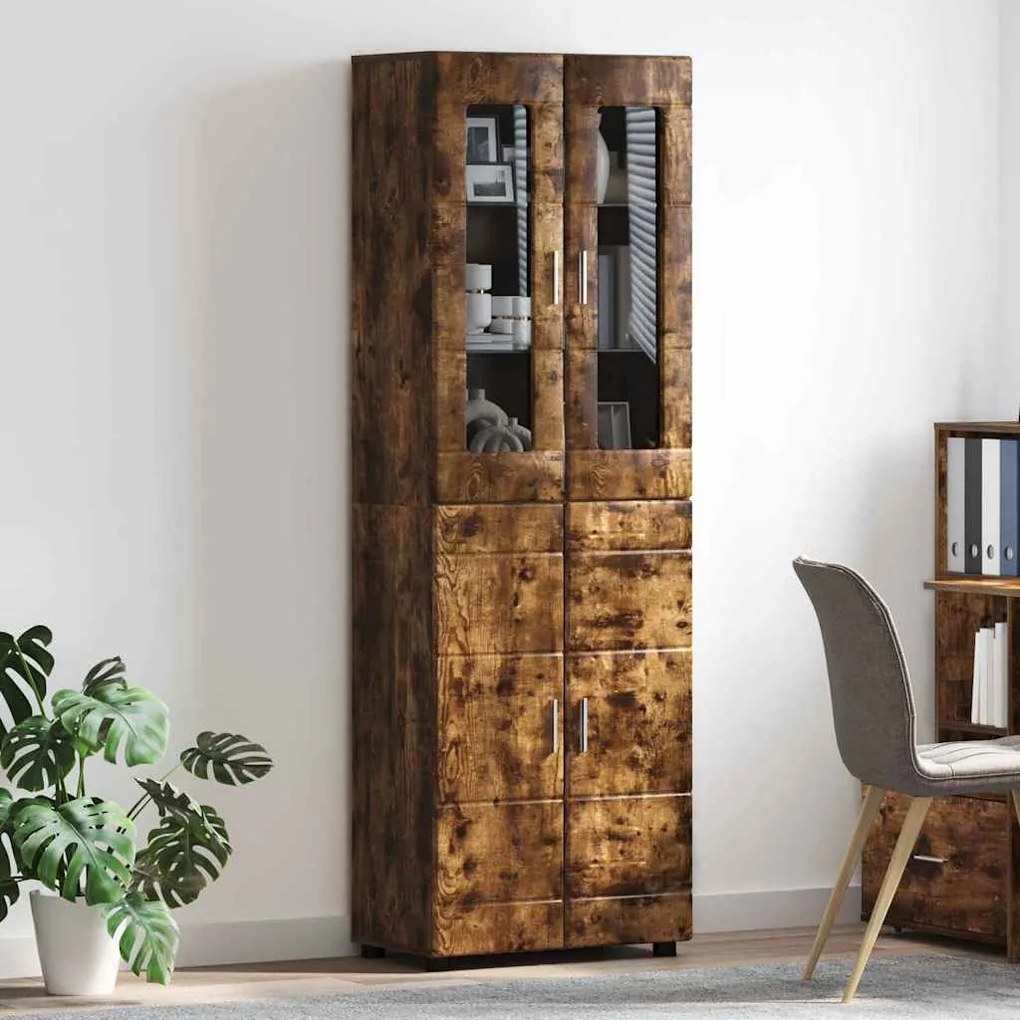 Vysoký bufet FLORIN 60 x 35 x 182 cm Kouřový dub 3397919