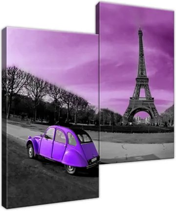 Tištěný obraz Fialový Citroën 2cv v Paříži 90x30cm 1375A_3A