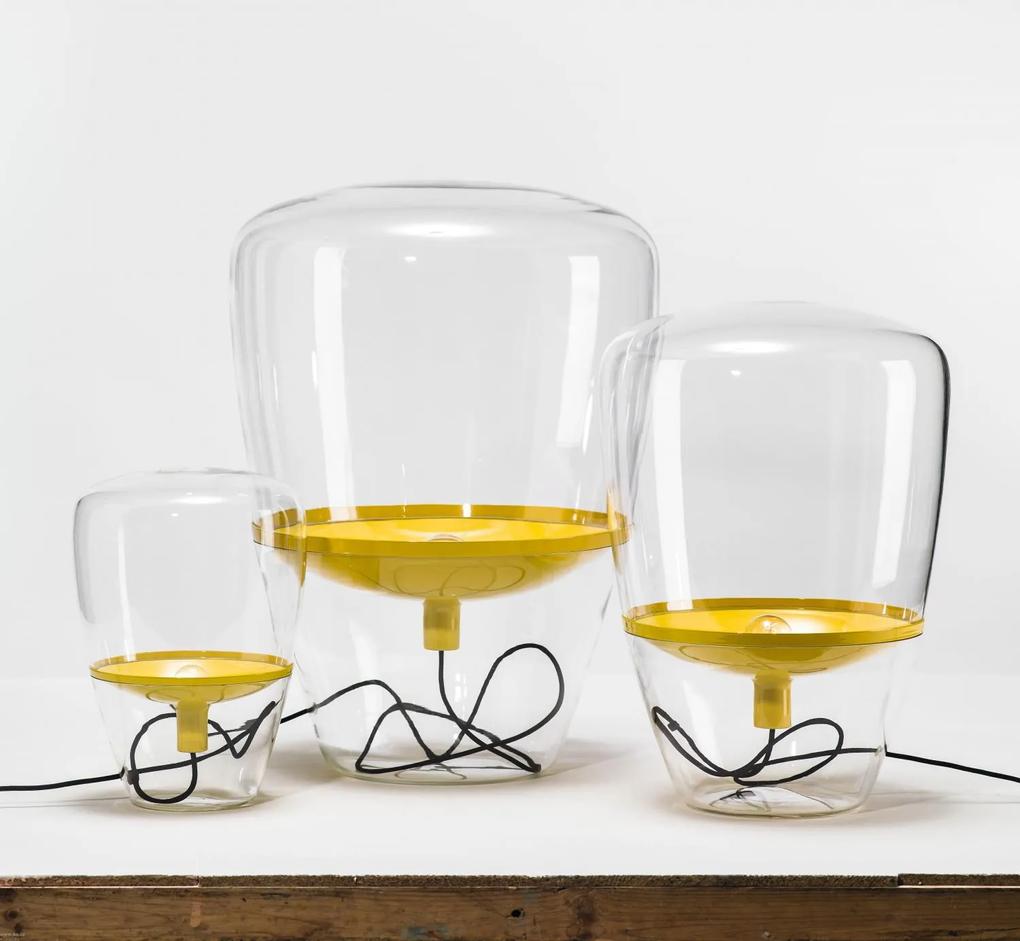 Brokis PC858 Balloons large, designová stojací lampa z foukaného skla, čiré sklo/žlutá, 1x70W, výška 85cm