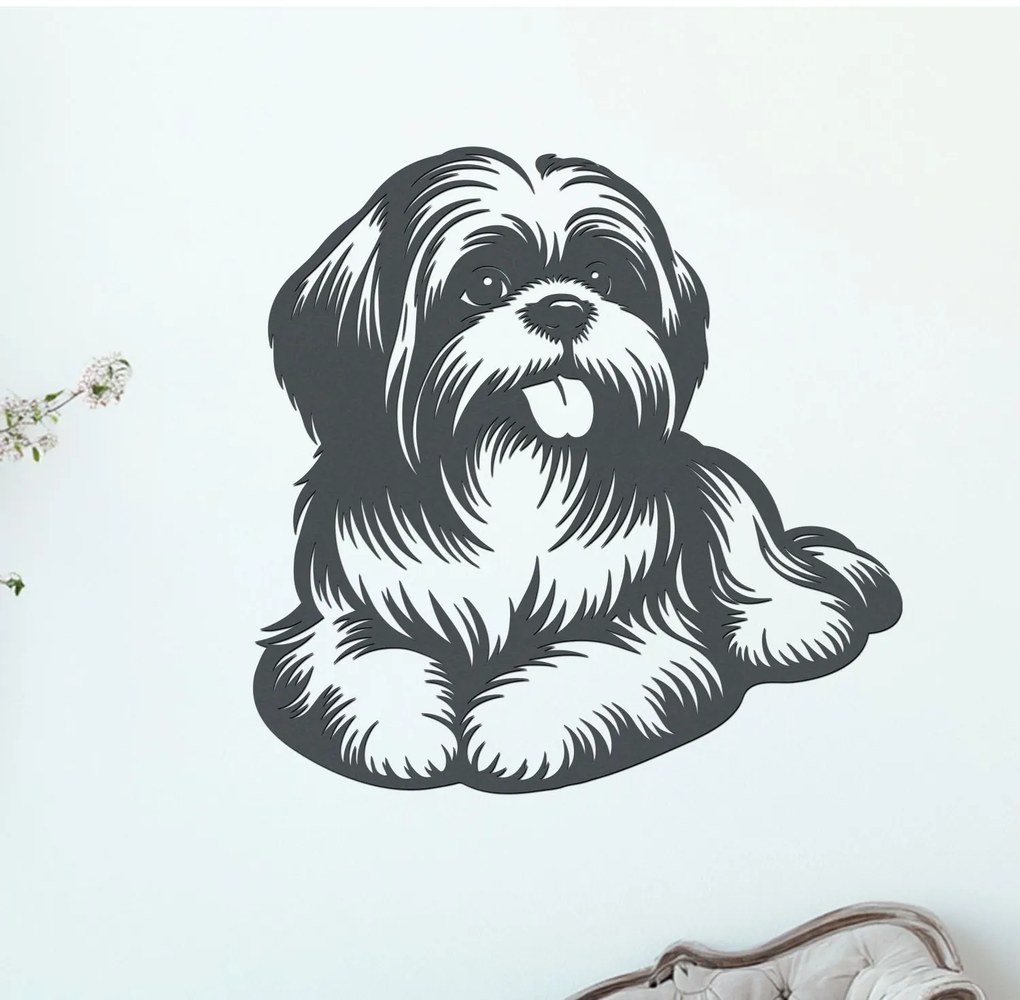 dřevo života Dřevěný obraz ležícího Shih Tzu Zvolte rozměr (cm): 60x60, Zvolte barvu dekoru: Černá