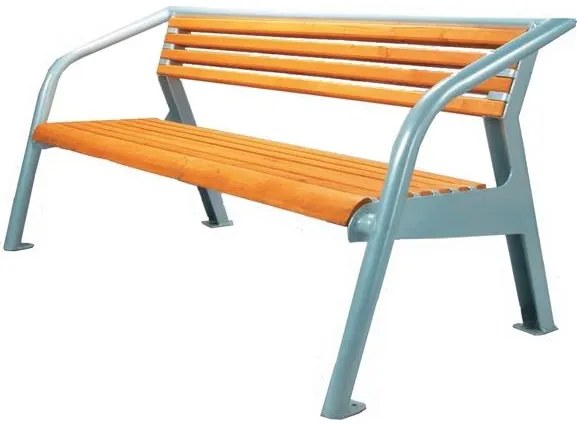 Parková lavička kombinace kov a dřevo, s opěradlem