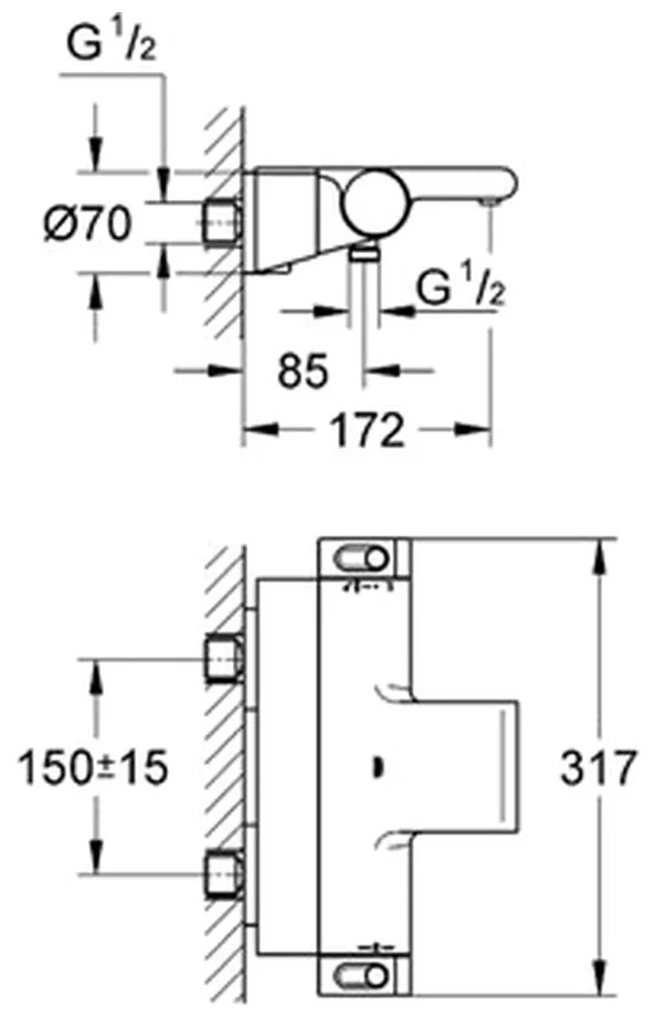 Grohe Grohtherm 2000 New - Termostatická vanová baterie, chrom 34464001