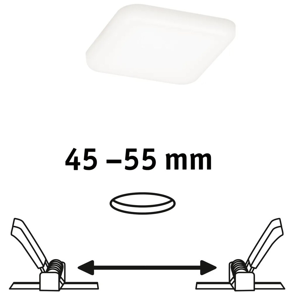 Paulmann 92396 Veluna VariFit, hranaté zápustné svítidlo, 4,5W LED 4000K, 7,5x7,5cm, IP44